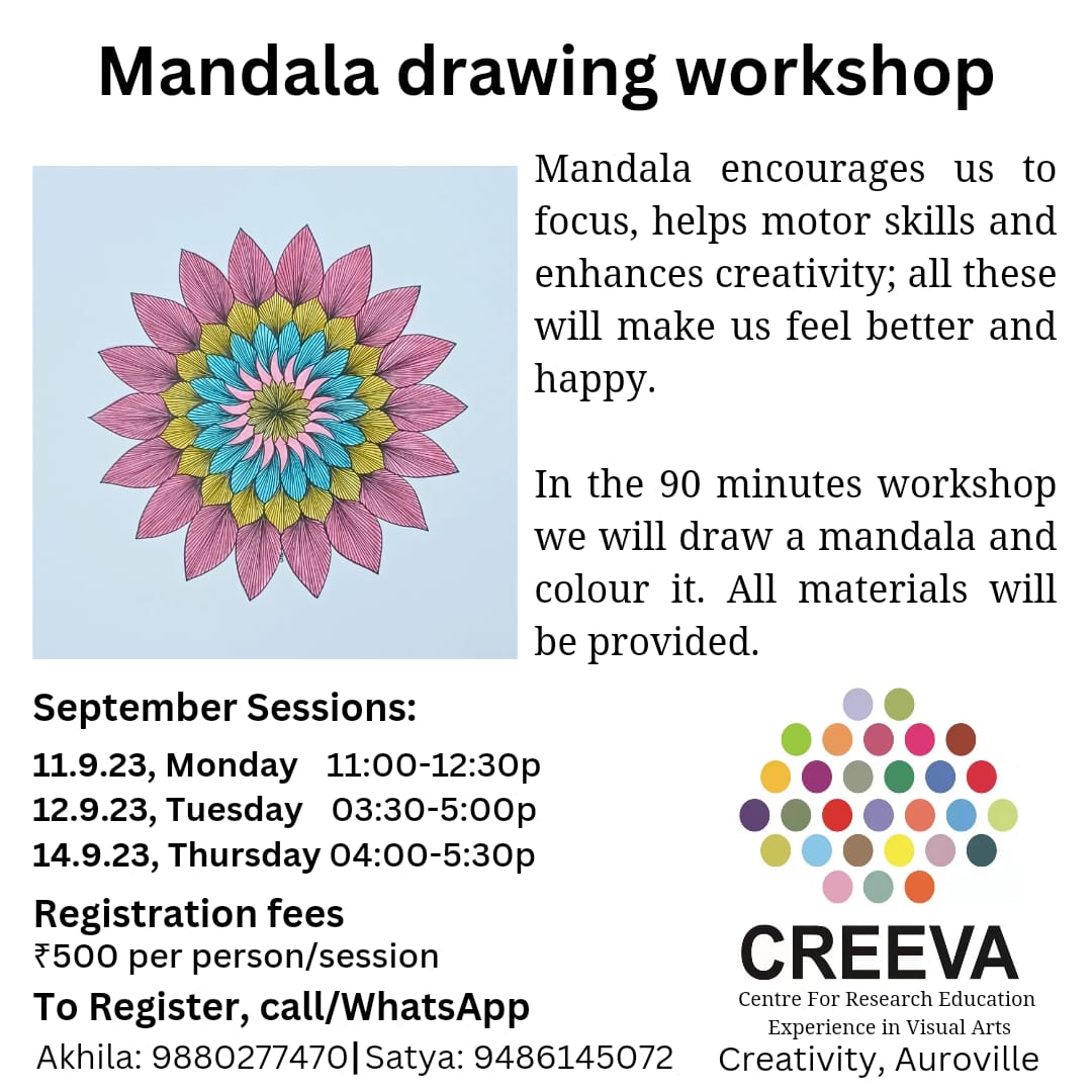 Mandala Drawing Workshop by CREEVA, Auroville